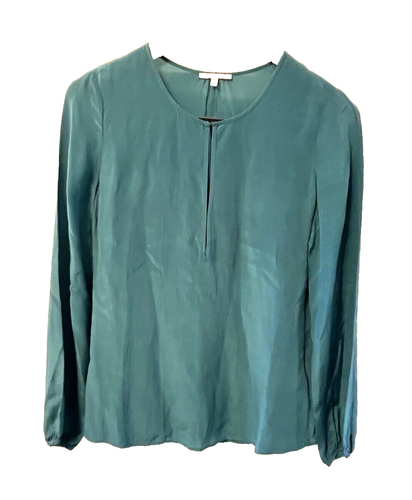 UTERQUE BLUE 100% SILK LONG SLEEVE BLOUSE SHIRT TOP WOMEN'S SIZE XS | eBay