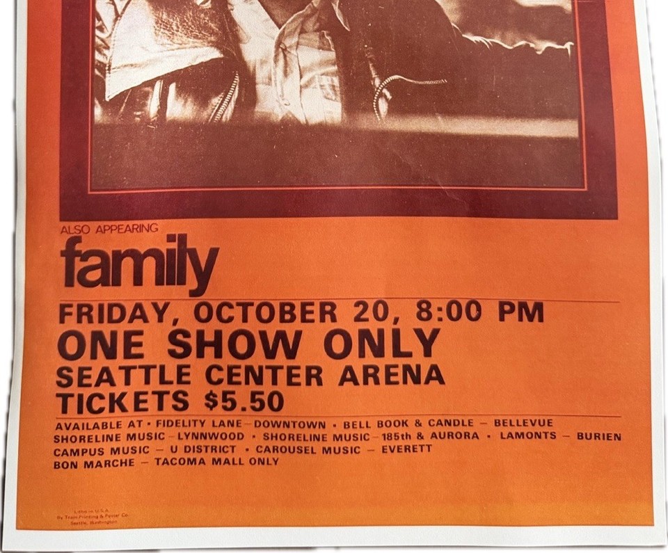 Elton John Promotional Flyer (October 20, 1972, at the Seattle Center ...