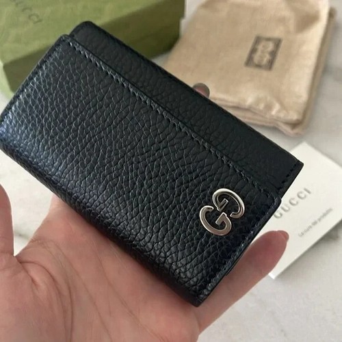 New, Authentic GUCCI GG Key Case, Key Holder, black leather gift for ...