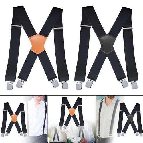 Men Suspender 4 Clips Suspenders x Type Suspender for Work | eBay