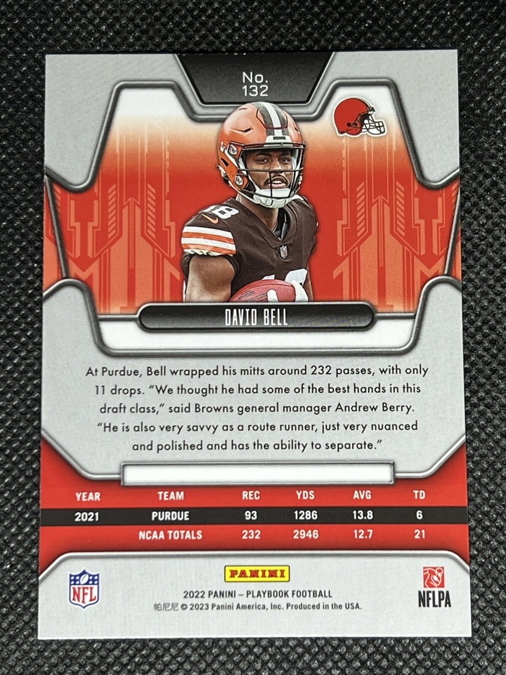 2022 Panini Playbook Football DAVID BELL RC #132 ROOKIE CARD Cleveland ...