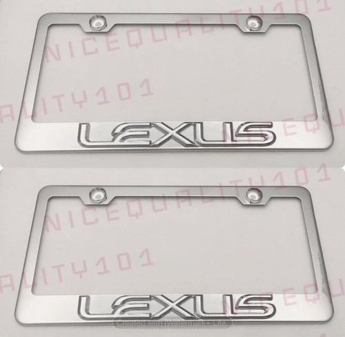 2X 3D Lexus F Sport Stainless Steel Chrome Finished License Plate Frame ...