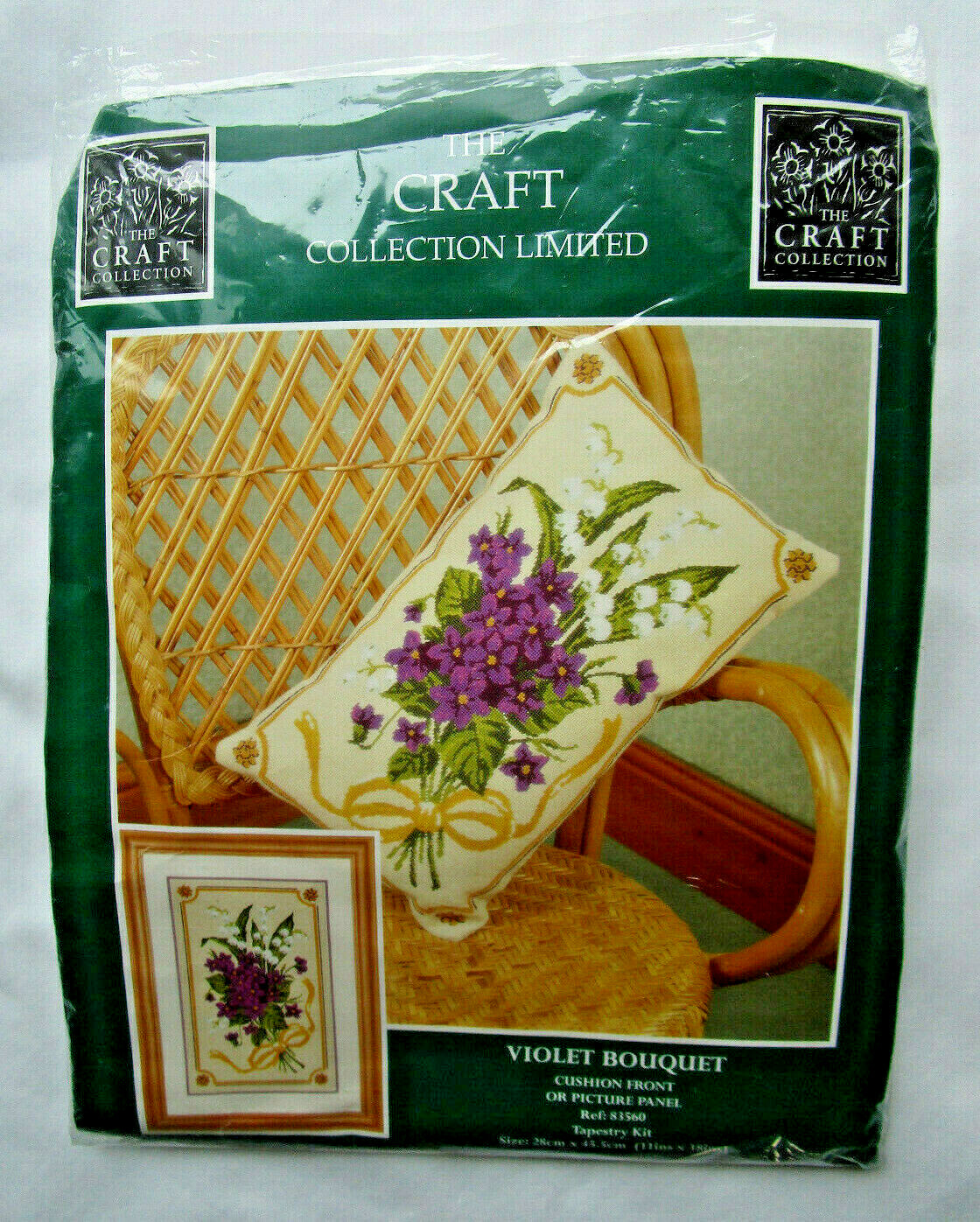 The Craft Collection Limited "Violet Bouquet" Needlepoint Kit Pillow or ...