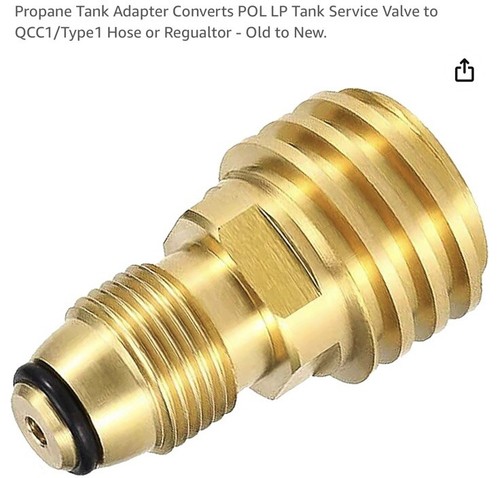 Propane Tank Adapter Connector Converts POL LP Tank Valve to QCC1/Type1 ...