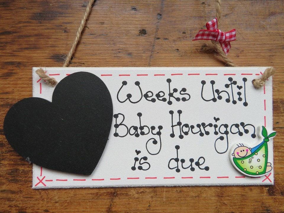 Personalised Pregnancy Countdown Baby Shower Mummy Plaque Sign Gift ...