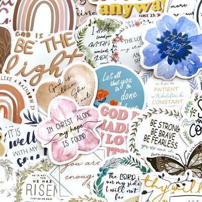 5-50 pcs Bible Verse Stickers, Jesus Christian Phrase Boho Phone Laptop ...