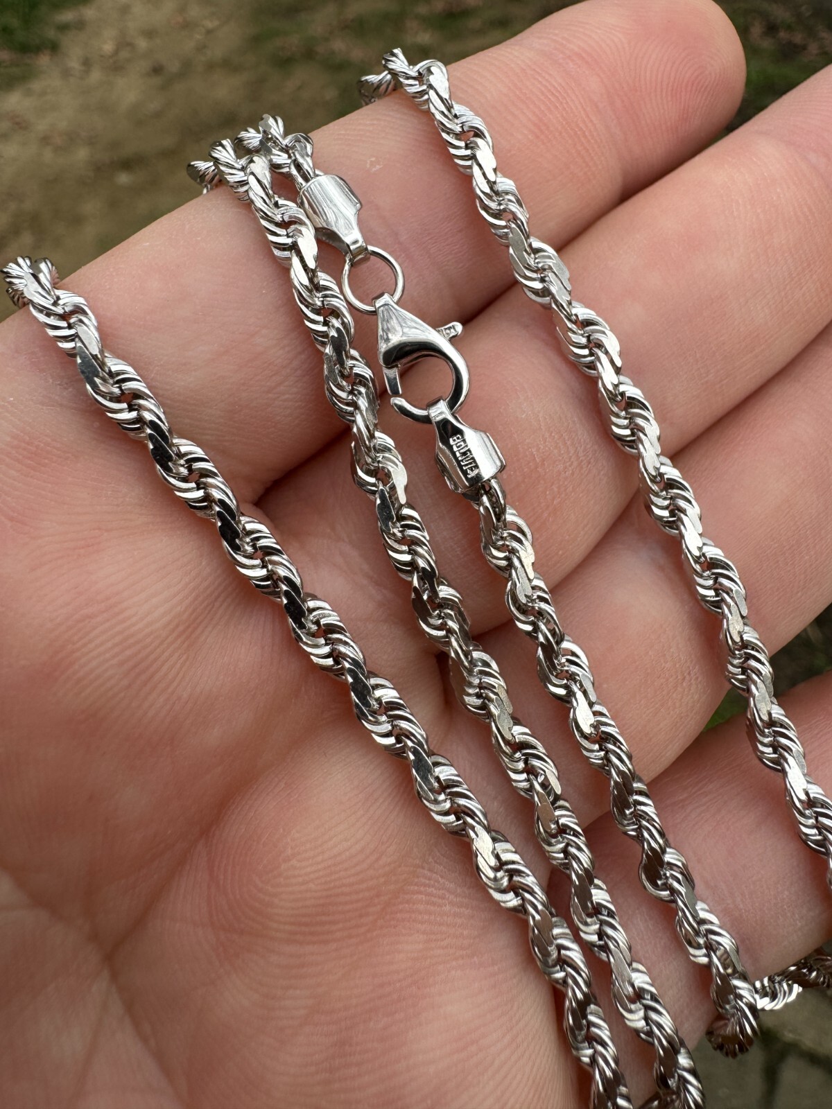 Solid 14k White Gold Men's Women's Real Rope Chain Necklace 1.5mm-4mm ...