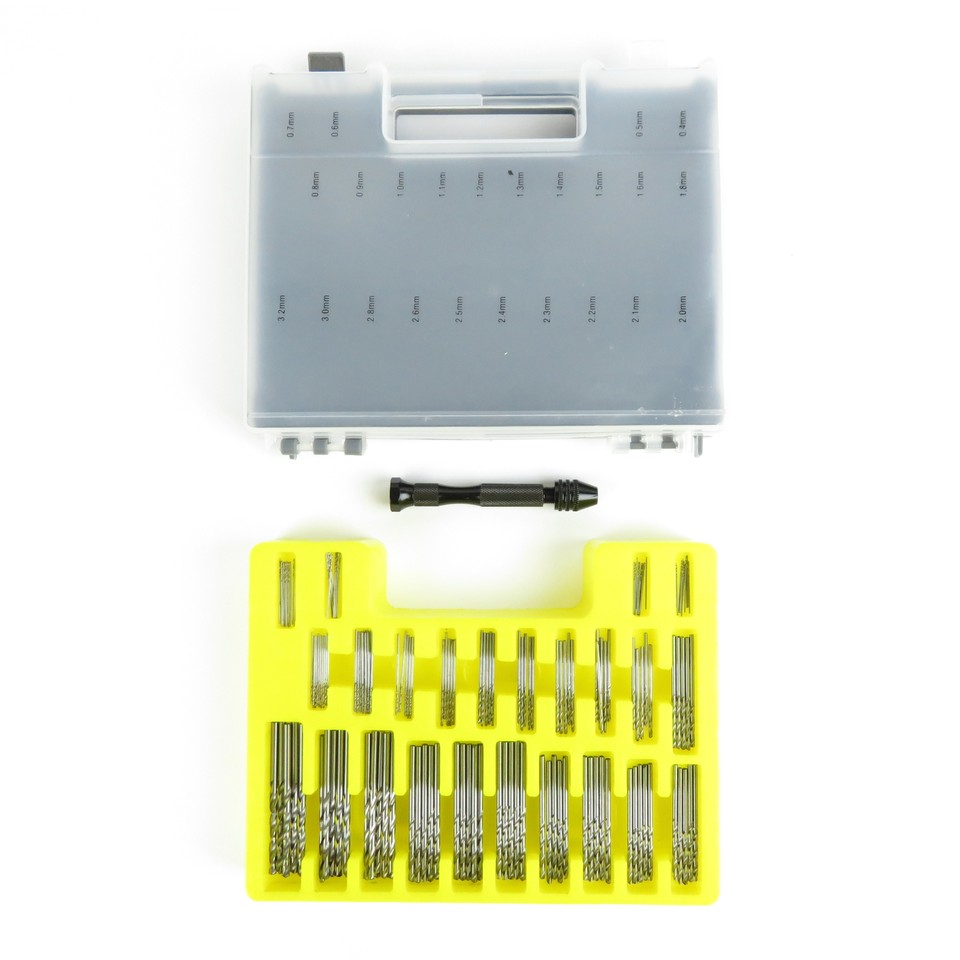120 pcs Micro drill set + pin vice 0.4mm - 3.2mm 5 of each size ...