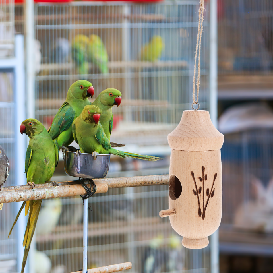 Garden Hummingbird Nest Nesting Box Hanging Outdoor Birds House for ...