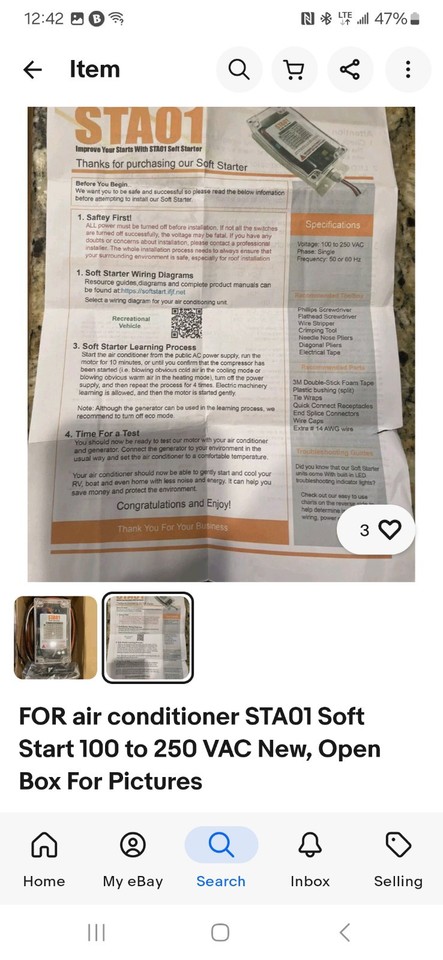 FOR air conditioner STA01 Soft Start 100 to 250 VAC New, Open Box For ...