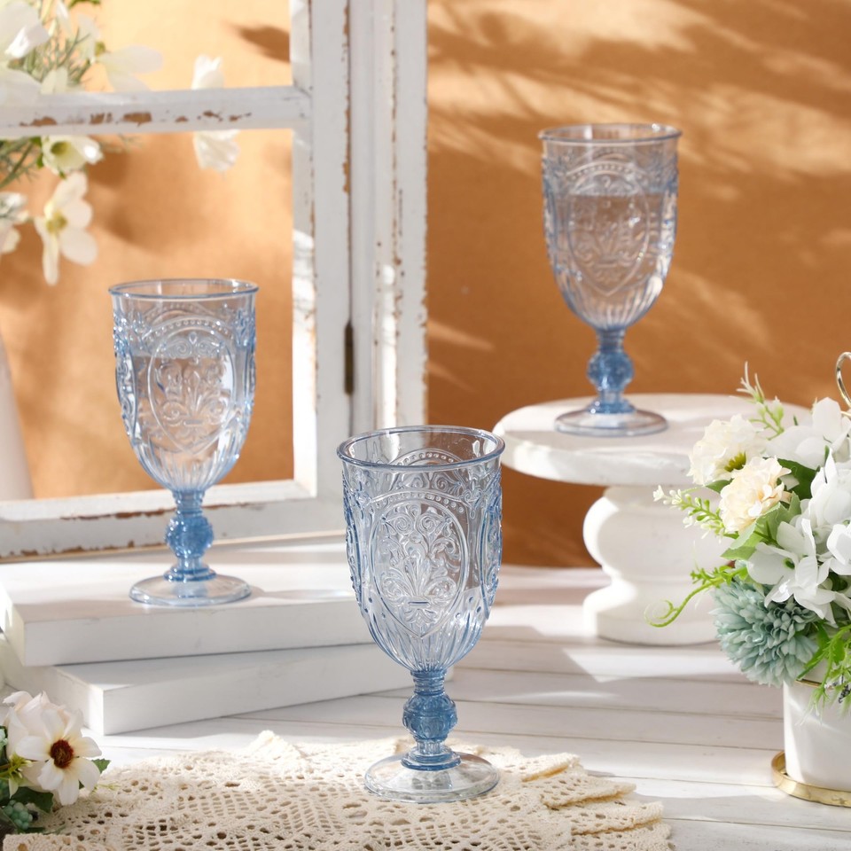 36 Pack Plastic Goblets 10oz Upgrade Vintage Water Goblet Plastic Wine ...