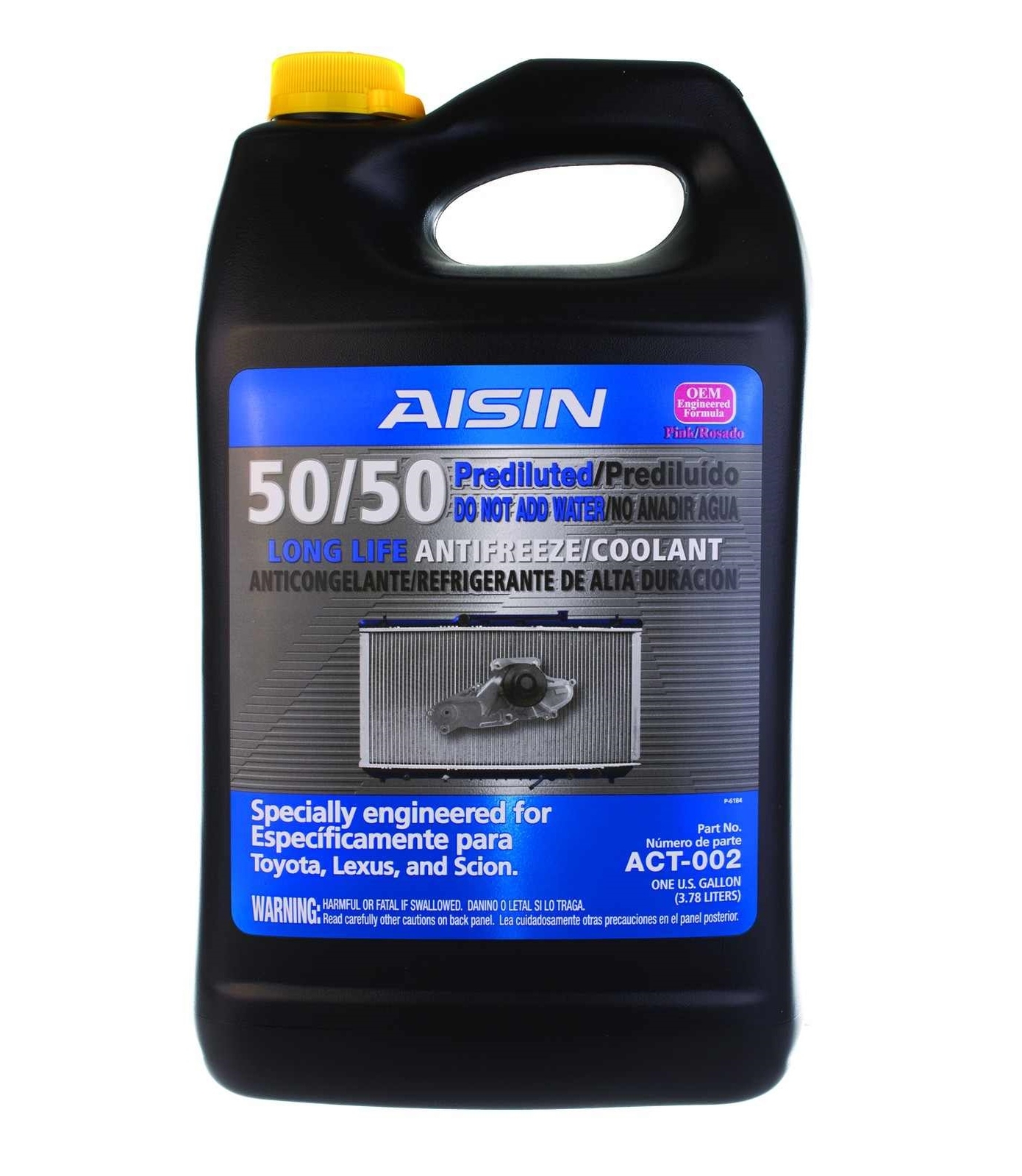 AISIN ACT-002 Engine Coolant Antifreeze 1 Galon Pink 50/50 For Toyota ...