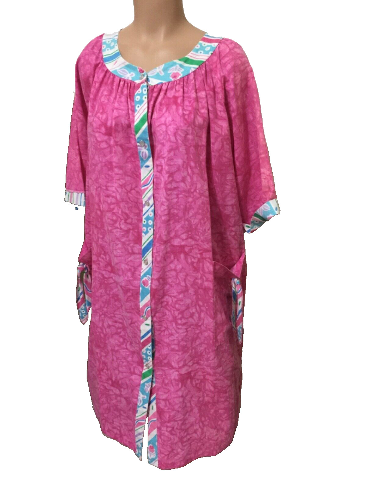 Vintage house duster dress snap on pockets Retro slee… - Gem