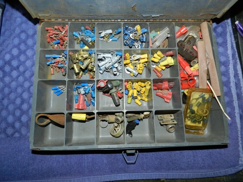 vintage metal box of assorted electrical connectors | eBay