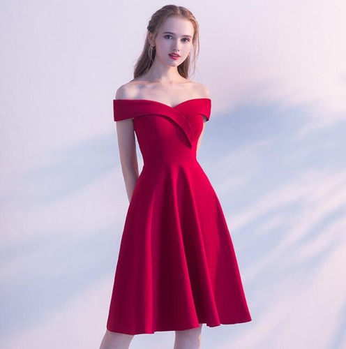 Women's Pretty Off Shoulder Graduation Party Eevning Flared Dress ...