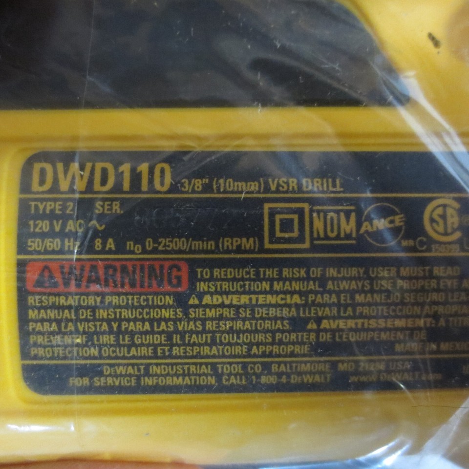 DEWALT 8 Amp Corded 3/8 in. Variable Speed Drill - DWD110K | eBay