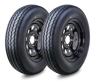 2 Free Country Trailer Tires Rim ST205/75D15 6-Ply Black Mod Rim 5 Lug ...