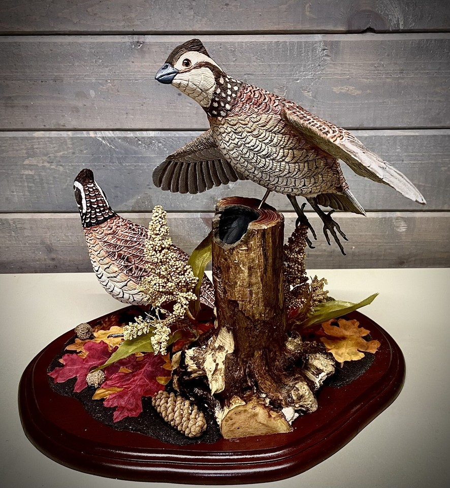 Bobwhite Quail Wood Carving - State Fair Award Winning Hand Carved Pair ...
