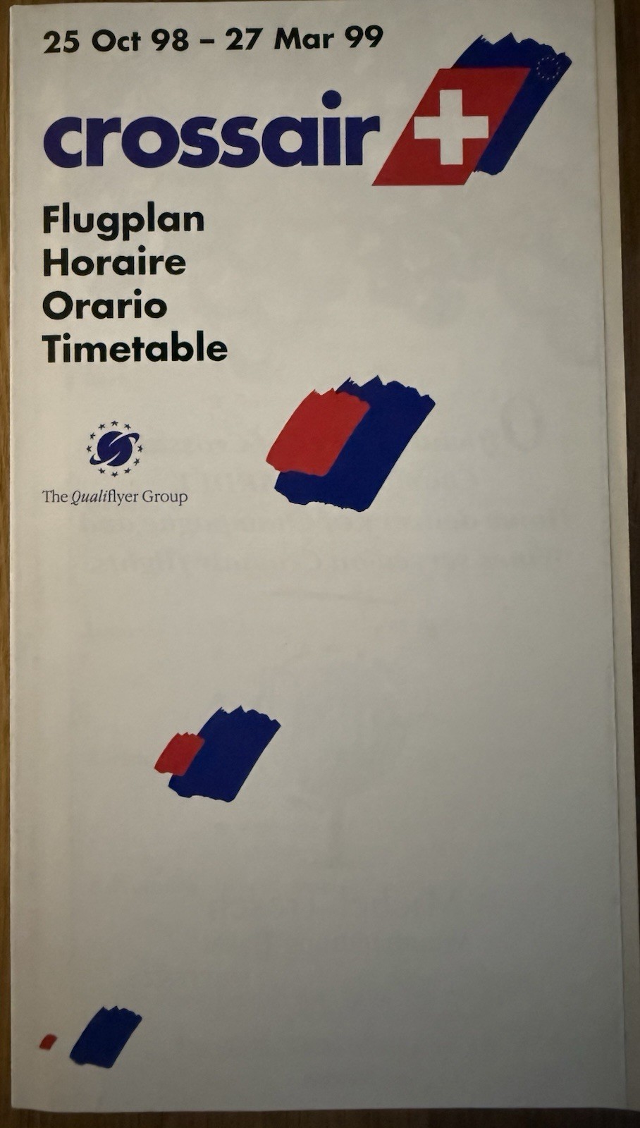 CROSSAIR AIRLINES TIMETABLE WINTER 1998/99 ROUTE MAP SEAT CHART ...