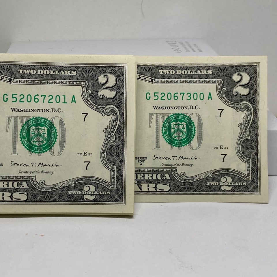 BEP Strap Series 2017A 100 Two Dollar Bills $2 Uncirculated Sequential ...