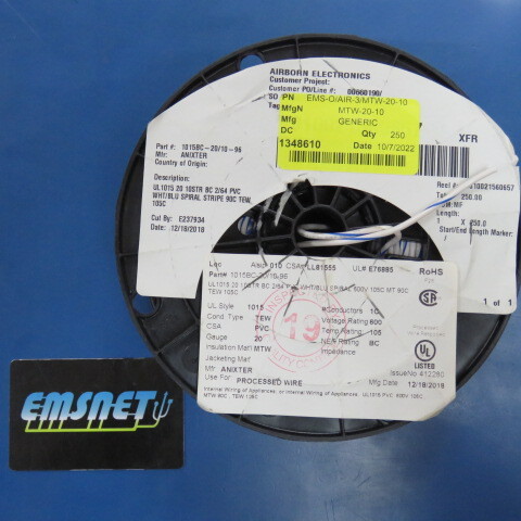 GENERIC MTW-20-10 Qty of 250 per Lot 20 AWG (10/30) UL 1015 BARE COPPER ...