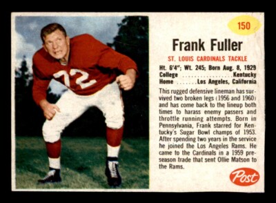 1962 Post Football #150 Frank Fuller PR | eBay