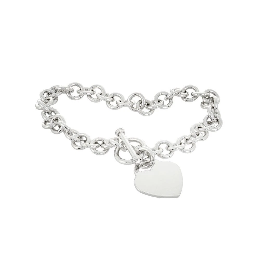 Sterling Silver Personalized Heart Charm Bracelet