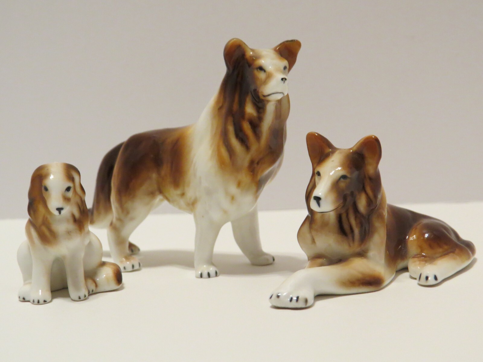 3 LOVELY VINTAGE BONE CHINA COLLIE DOG FIGURINES | eBay