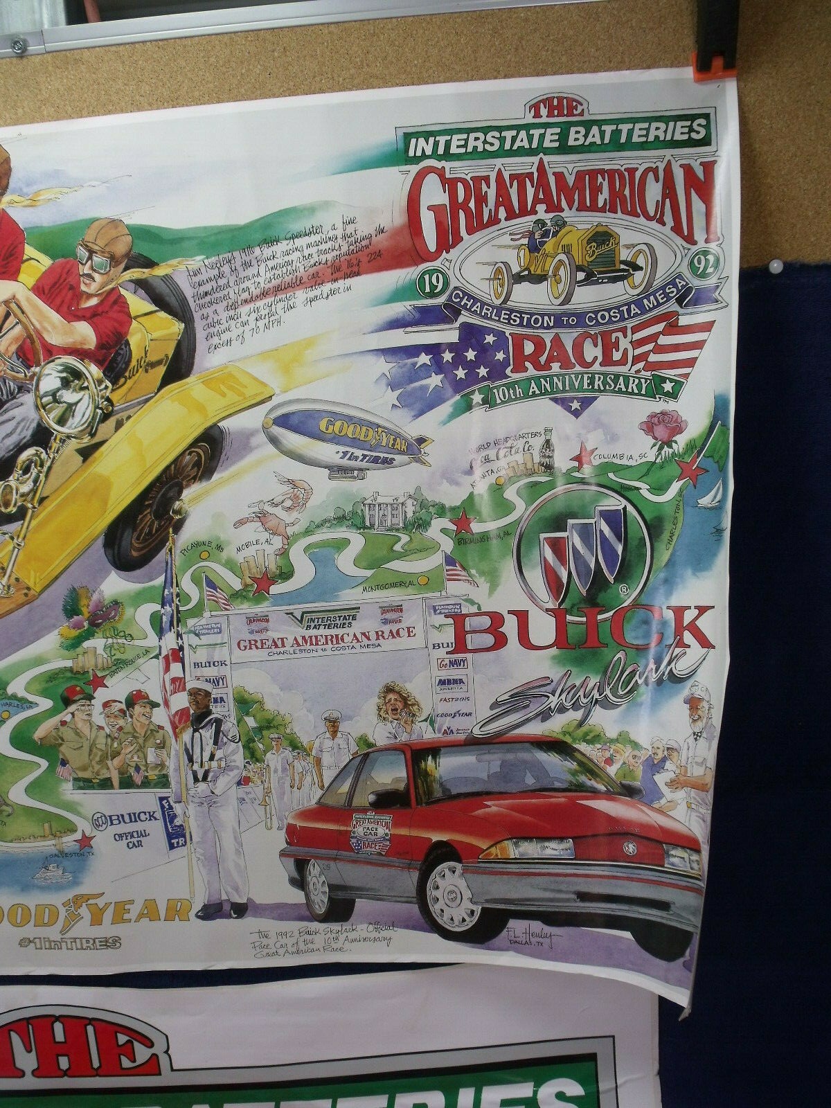 1992 Buick Great American Race~Huge Rare 36x36" Sticker/Decal & 37.5x24 ...