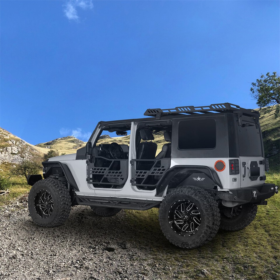 Rock Crawler Tube Door + Rear View Mirror Set for 07-18 Jeep Wrangler ...