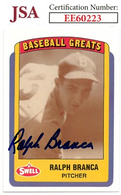 Ralph Branca signed 1990 Swell Baseball Greats On Card Auto #133- JSA # ...
