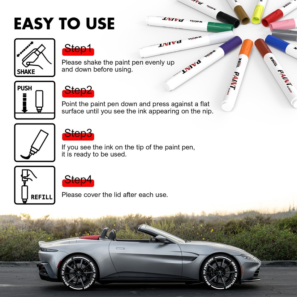 12Pcs Waterproof Permanent Paint Marker Pen For Car Tyre Tire Tread ...