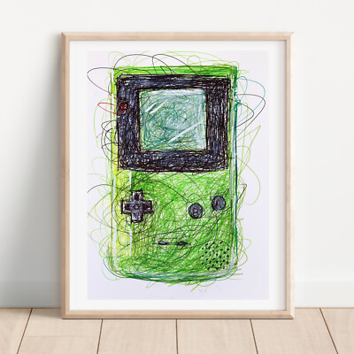 Green Gameboy Color Ballpoint Peen Print, Nintendo Art Poster | eBay