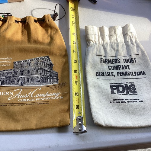 Vintage Farmers Trust Cloth Bank Deposit Bags Carlisle PA | eBay