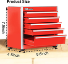 Portable 5-Drawer Micro Roll Cab Steel Tool Box, Red Hand Carry Tool ...