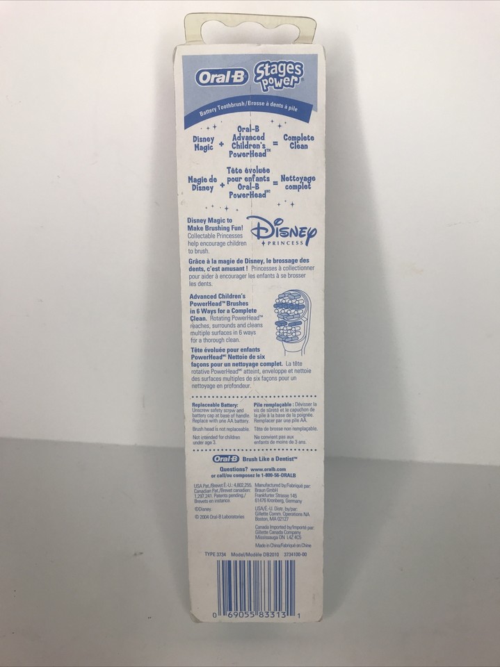 Cinderella Oral B Stages Power Battery Toothbrush Disney Sealed NOS ...