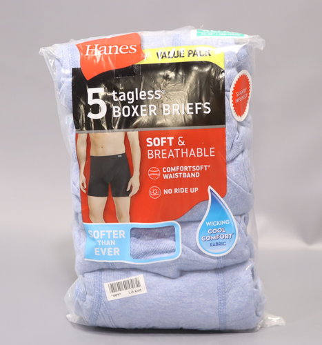 Hanes Tagless Boxer Briefs Gray Xl 40-42 Comfort Soft Waistband 5 Pair ...