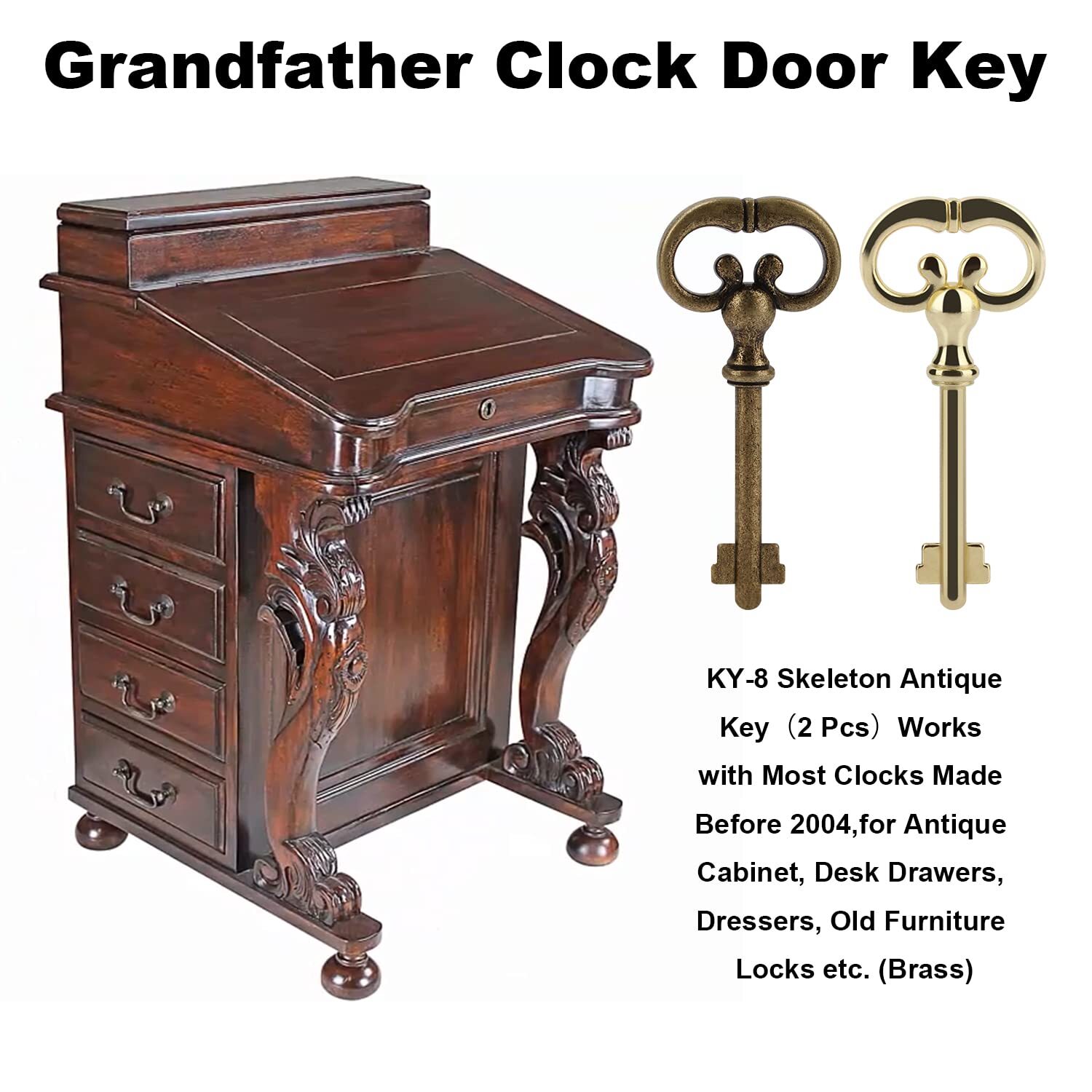 Roll top desk lock key KY-8 D-1902 Antique table key Master key Brass ...