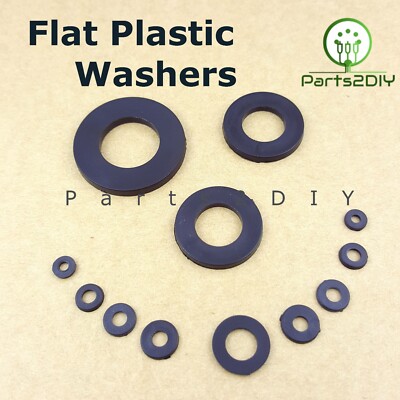 BLACK NYLON PLASTIC WASHERS FLAT Spacer Wide Thin/Thick DIN Standard ...
