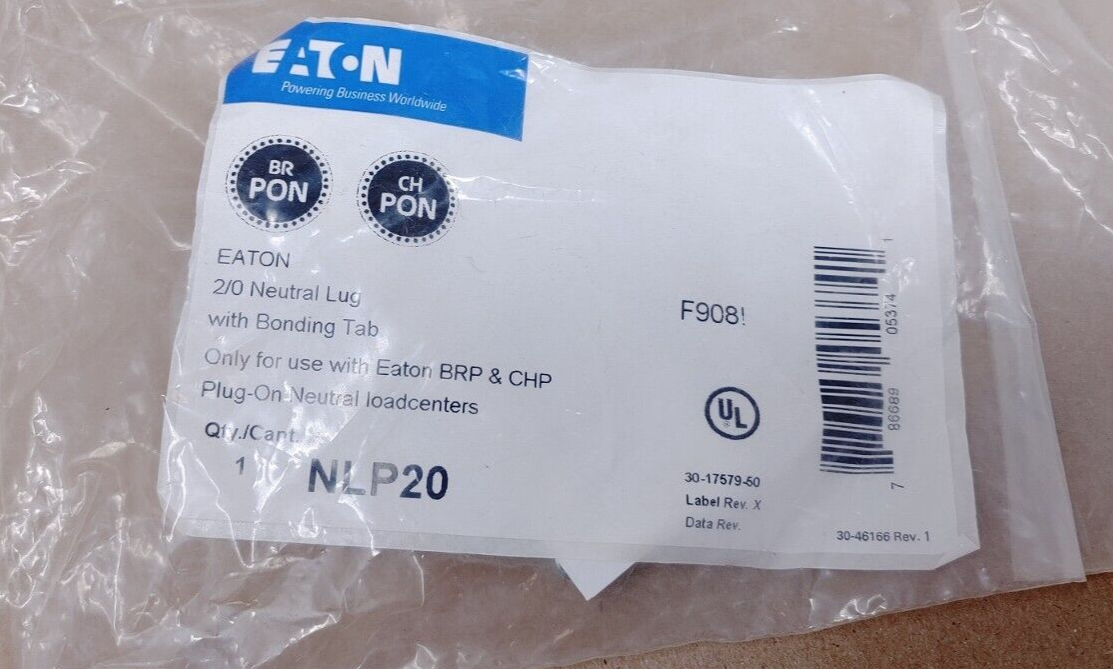 Eaton 2/0 Neutral Lug with Bonding Tab LNP20 | eBay