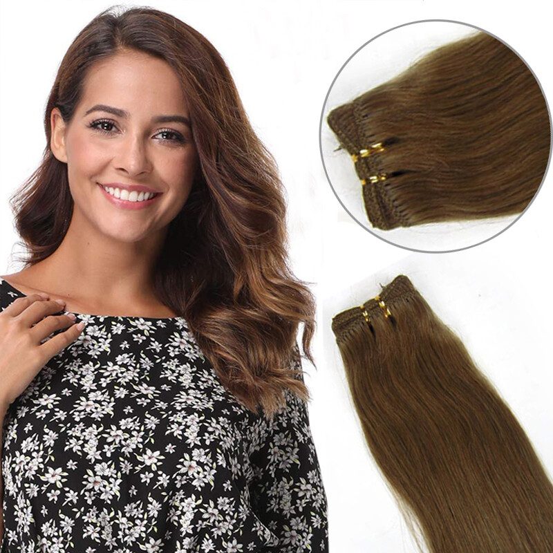 Full Head Double Weft Sew in Weft Hair Extensions Weave Real Human Hair ...