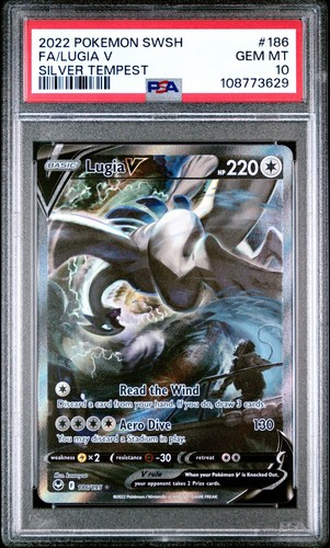 PSA 10 Gem Mint Lugia V 186/195 Silver Tempest Alt Alternative Art ...