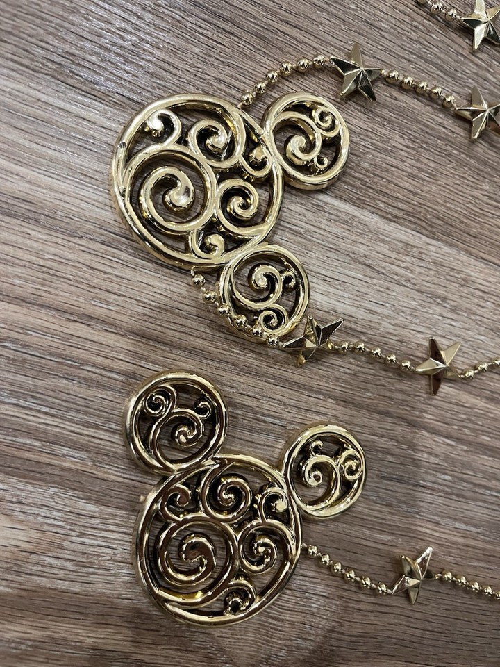 Disney Store Gold Mickey Mouse Head Christmas Tree Garland Gold Color ...