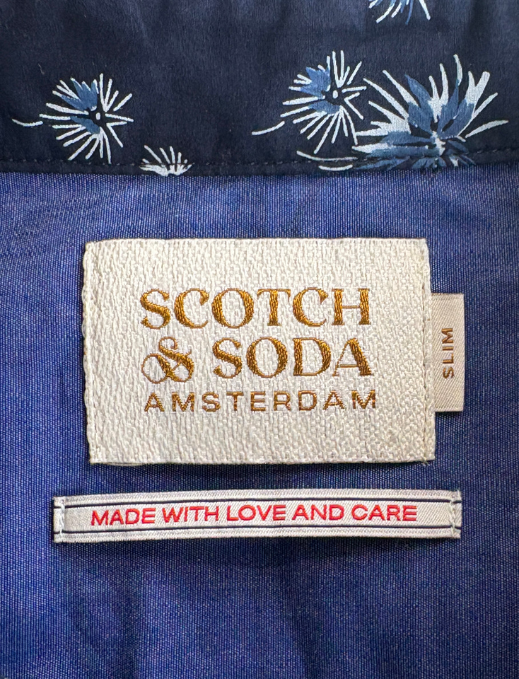Scotch & Soda Shirt Mens XL Slim Fit x 35 in. Sleeve Button Up Blue ...