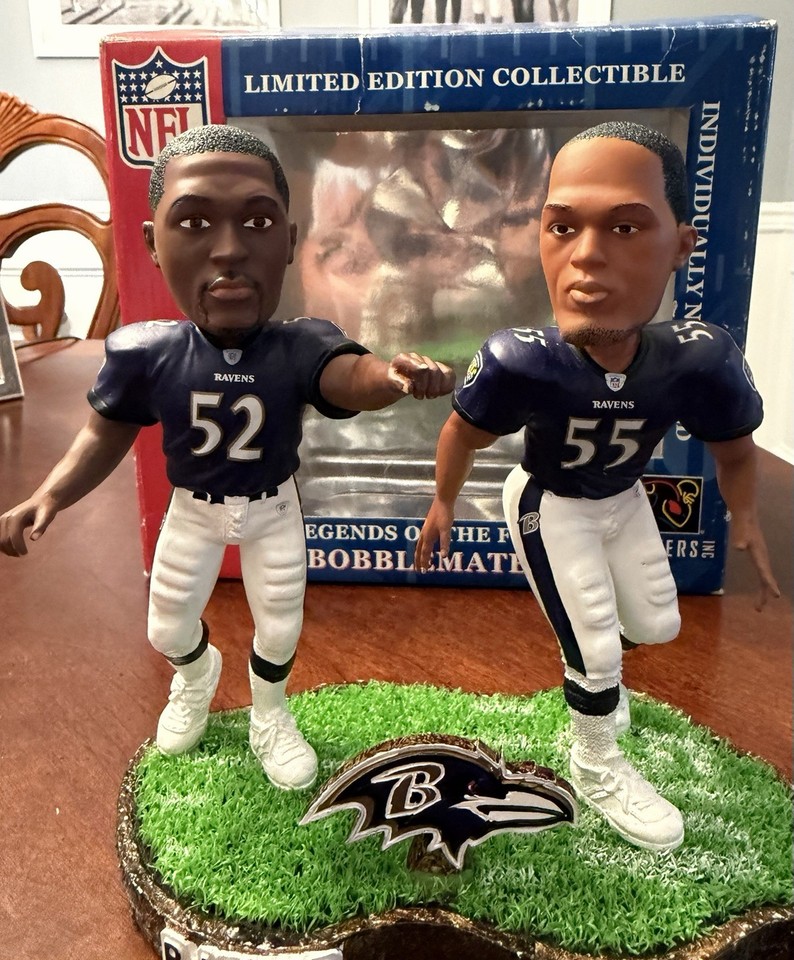 RAY LEWIS & TERRELL SUGGS Baltimore Ravens Bobblehead Turf Base NFL ...