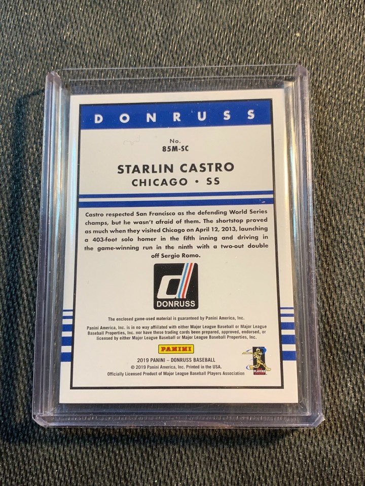 2019 Panini Donruss Retro 1985 Materials STARLIN CASTRO #85M-SC Chicago ...