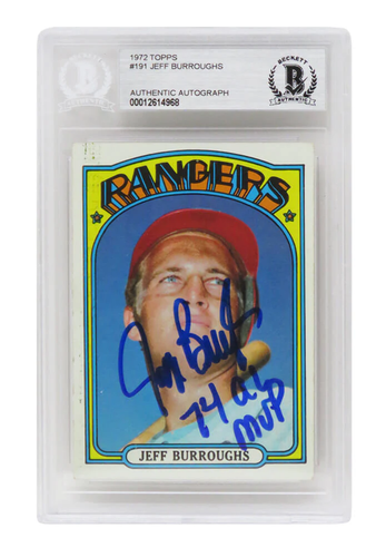 Jeff Burroughs Signed Texas Rangers 1972 Topps Baseball Rookie Card ...