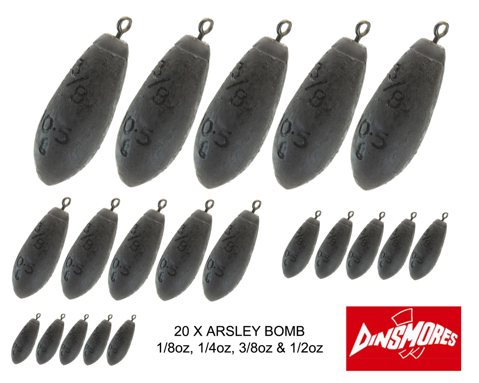 5 x LEDGER SWIM FEEDER BOMB WEIGHTS 1/8oz 1/4oz 3/8oz 1/2oz GOOD ...