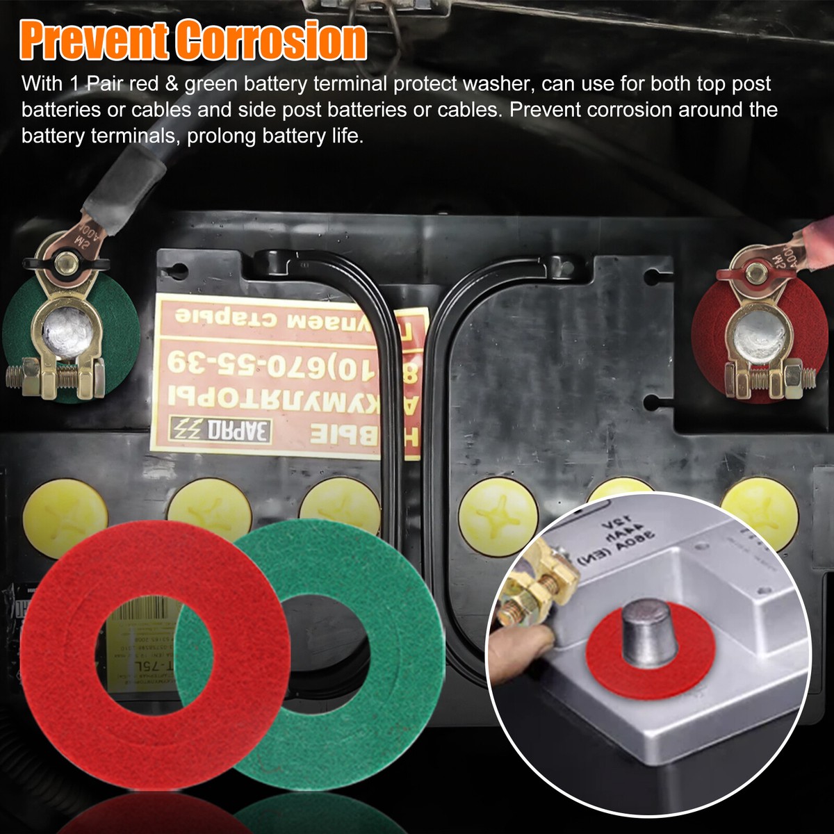 Brass Battery Terminal Connectors Set - Anti-Corrosion Top Post ...