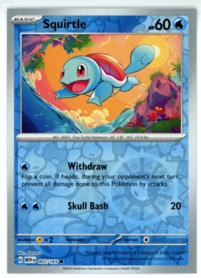 Pokemon TCG Squirtle 007/165 SV 151 Cosmos Reverse Holo SQUARE CUT ...
